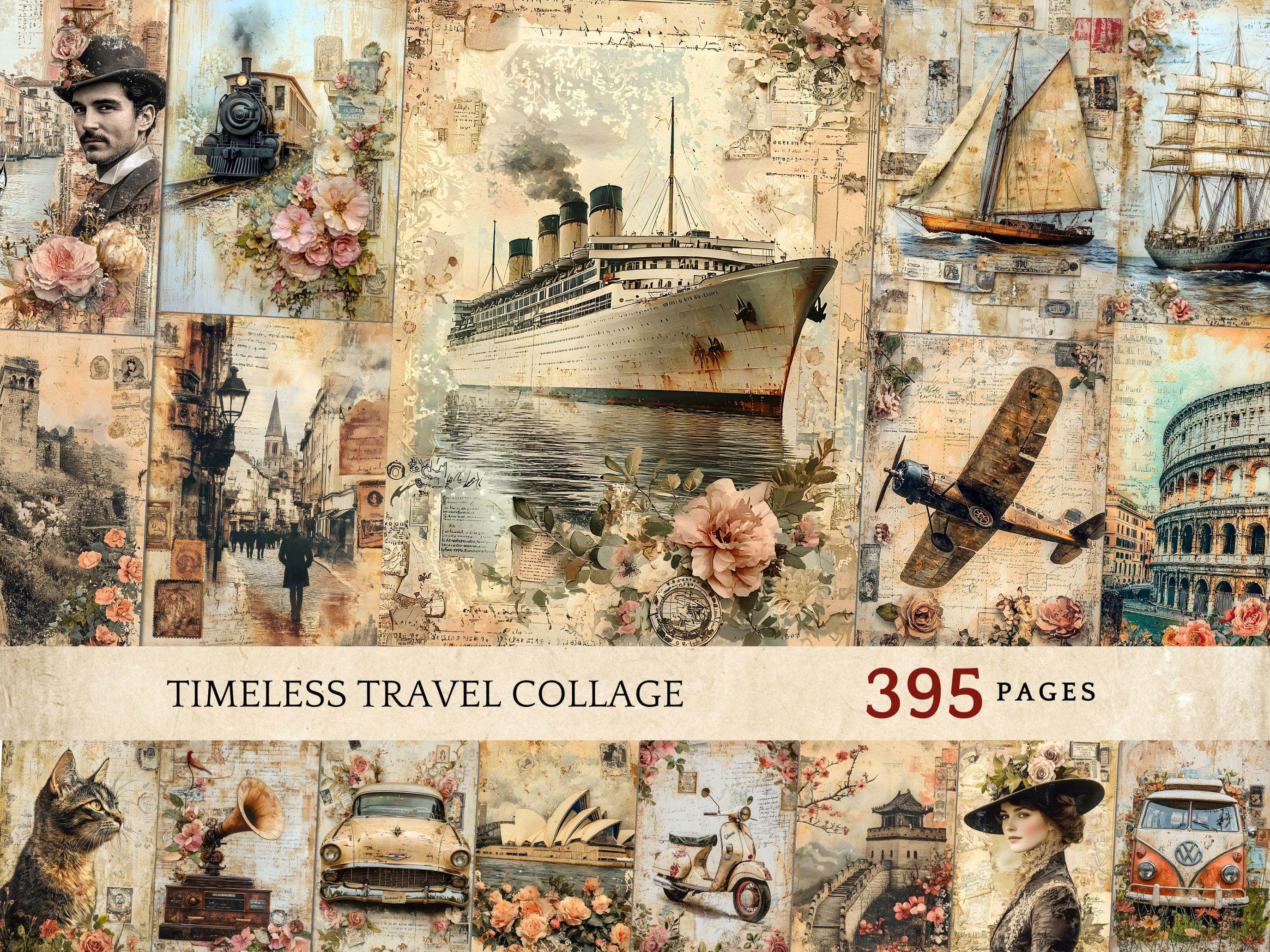 Travel Collage Junk Journal Pages, Vintage Mixed Media Art, Junk ...