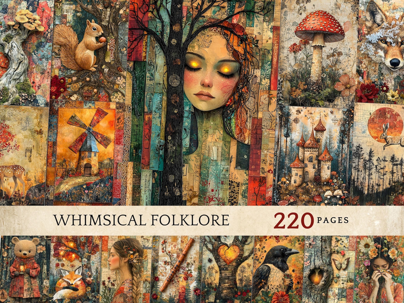 Whimsical Folklore Backgrounds, Digital Download Paper Set, Whimsical ...