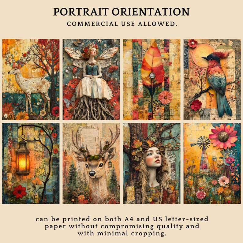 Mixed Media Folklore Illustration for Junk Journals, Whimsical Mixed ...