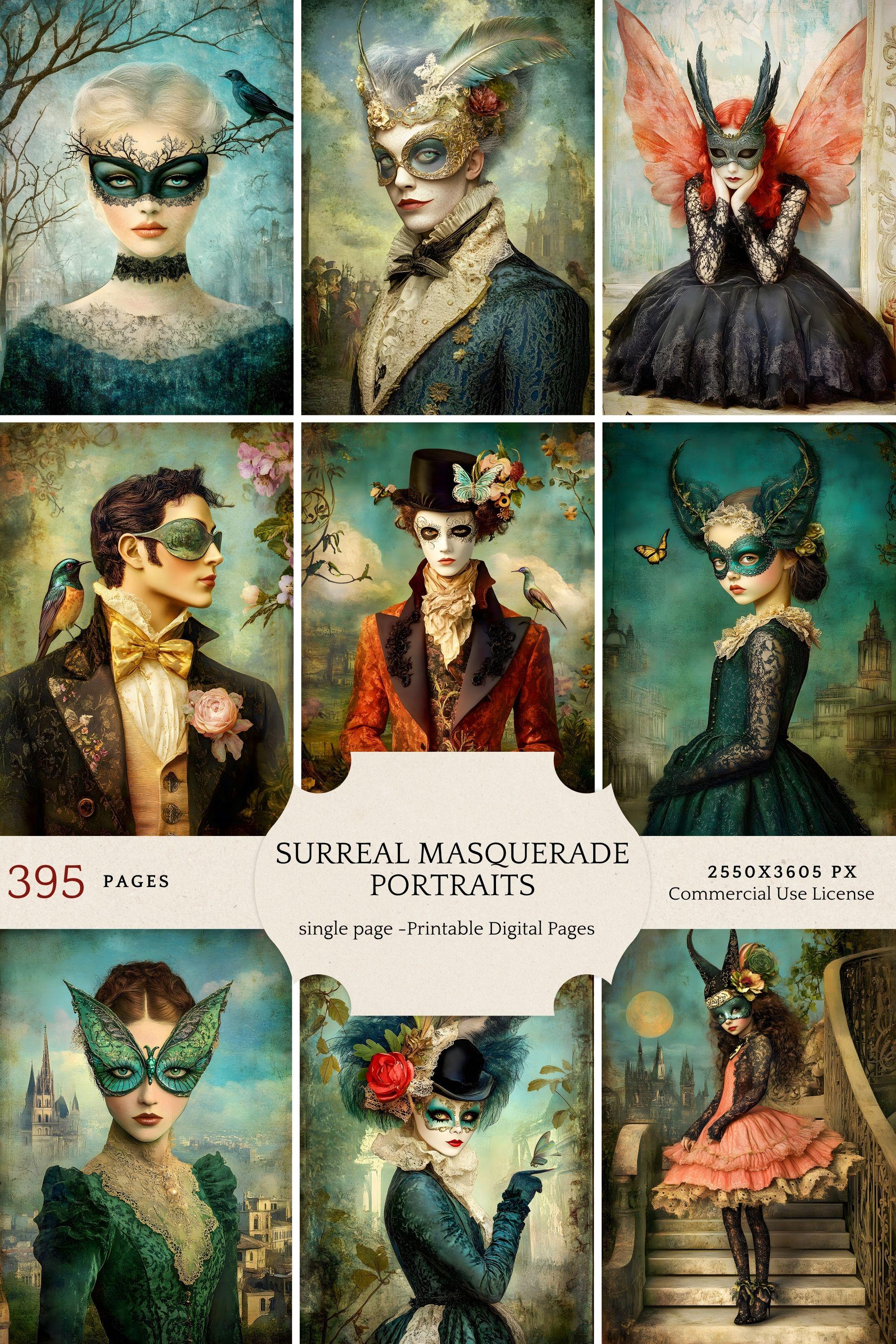 Victorian Masked Portrait Art, Digital Scrapbook Papers, Elegant ...