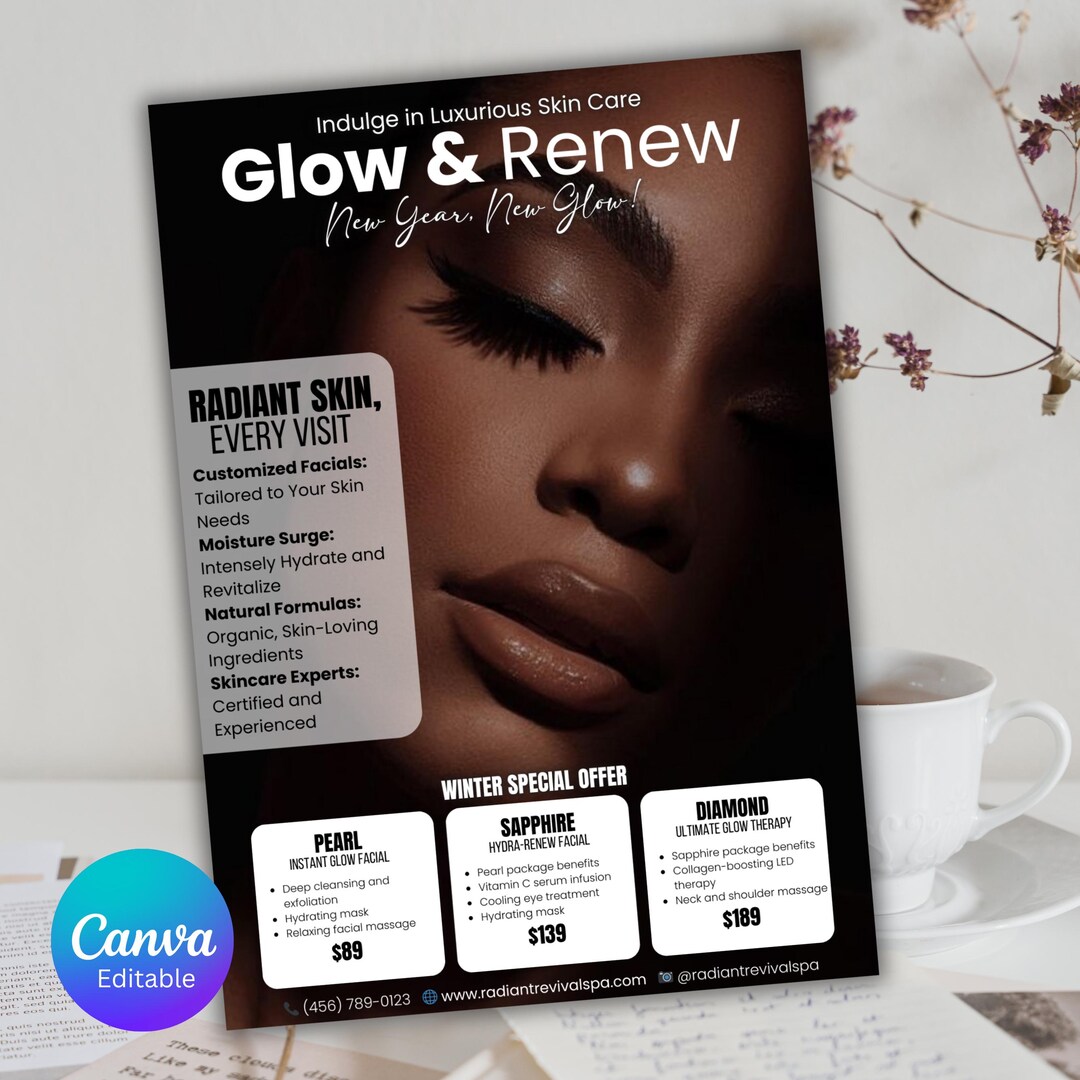 Beauty Business Salon, Facial Skincare Membership Flyer Templates ...