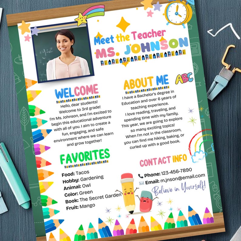 Meet the Teacher Teacher Template Flyer Neutral Theme Teacher Resource ...