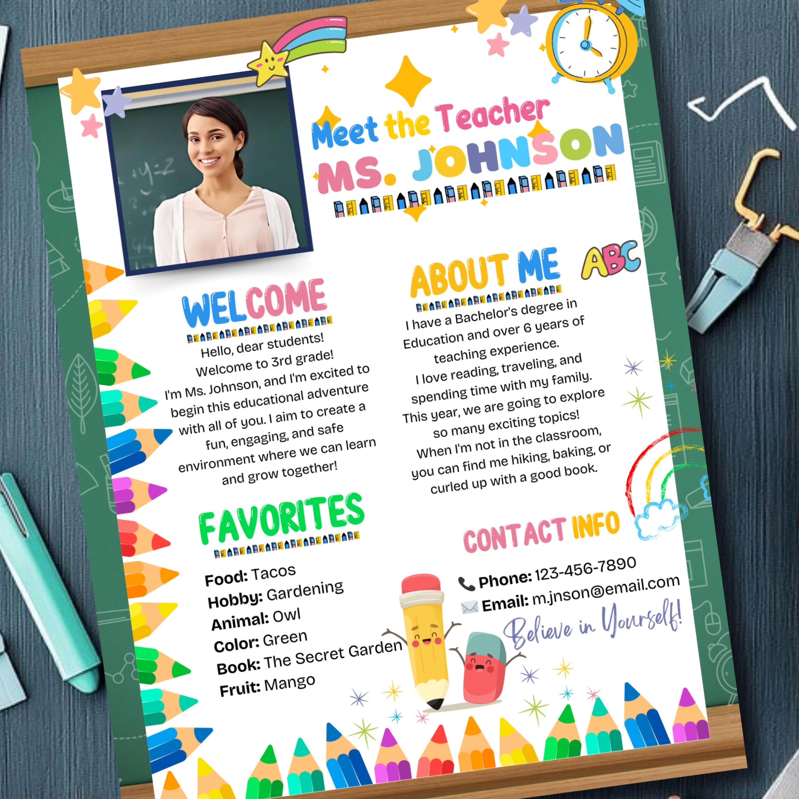 Meet the Teacher Teacher Template Flyer Neutral Theme Teacher Resource ...