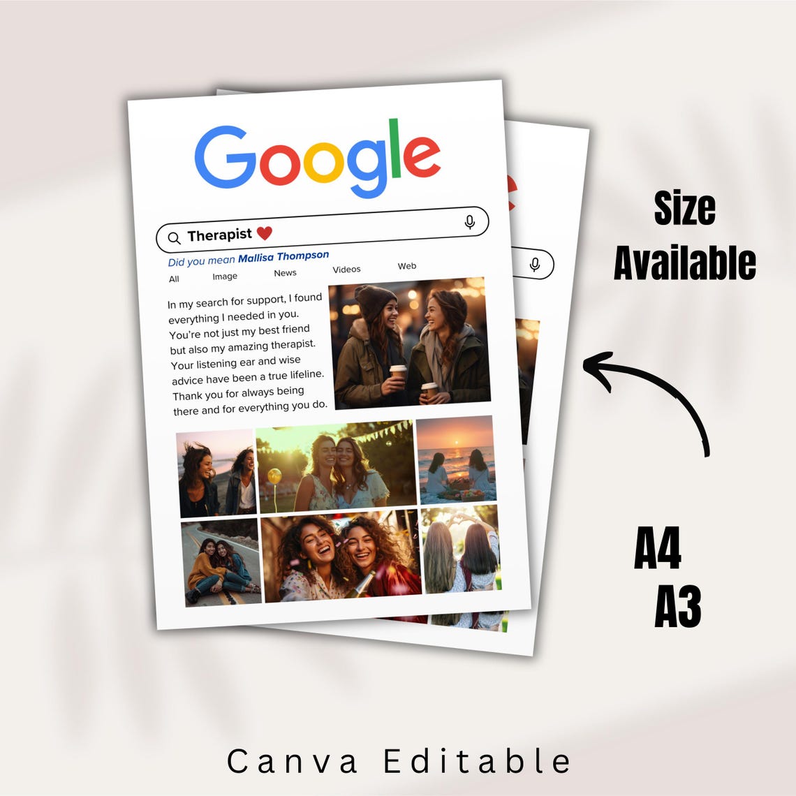 Best Friend Collage, Google Photo Frame, Birthday Gift, Best Friend ...