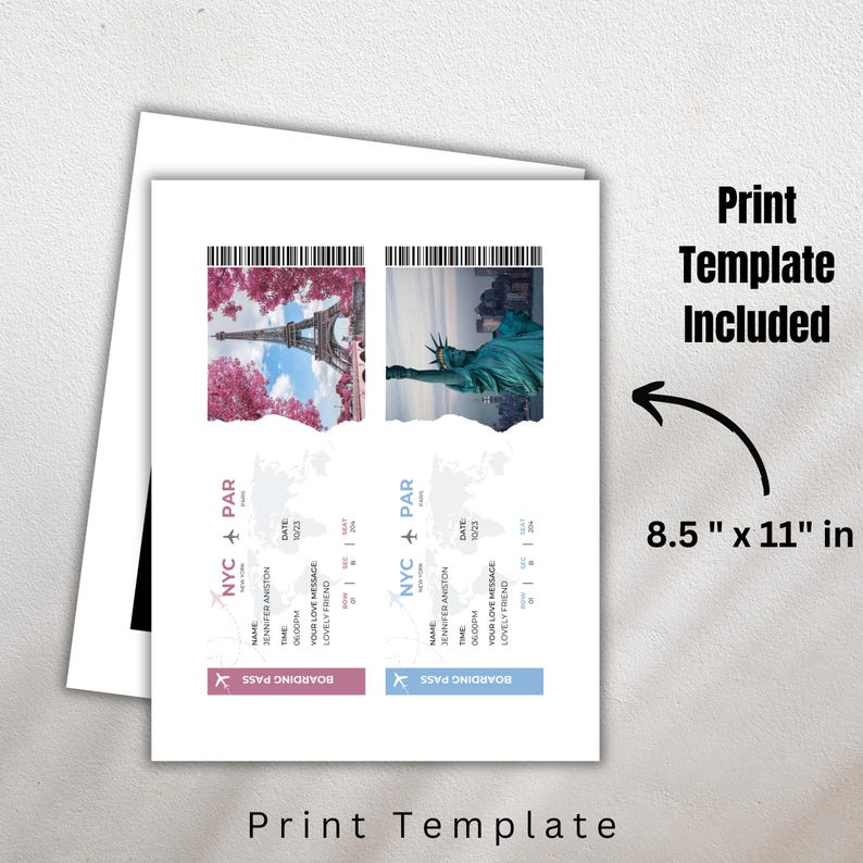 Editable Boarding Pass Canva Template, Printable Airline Ticket ...