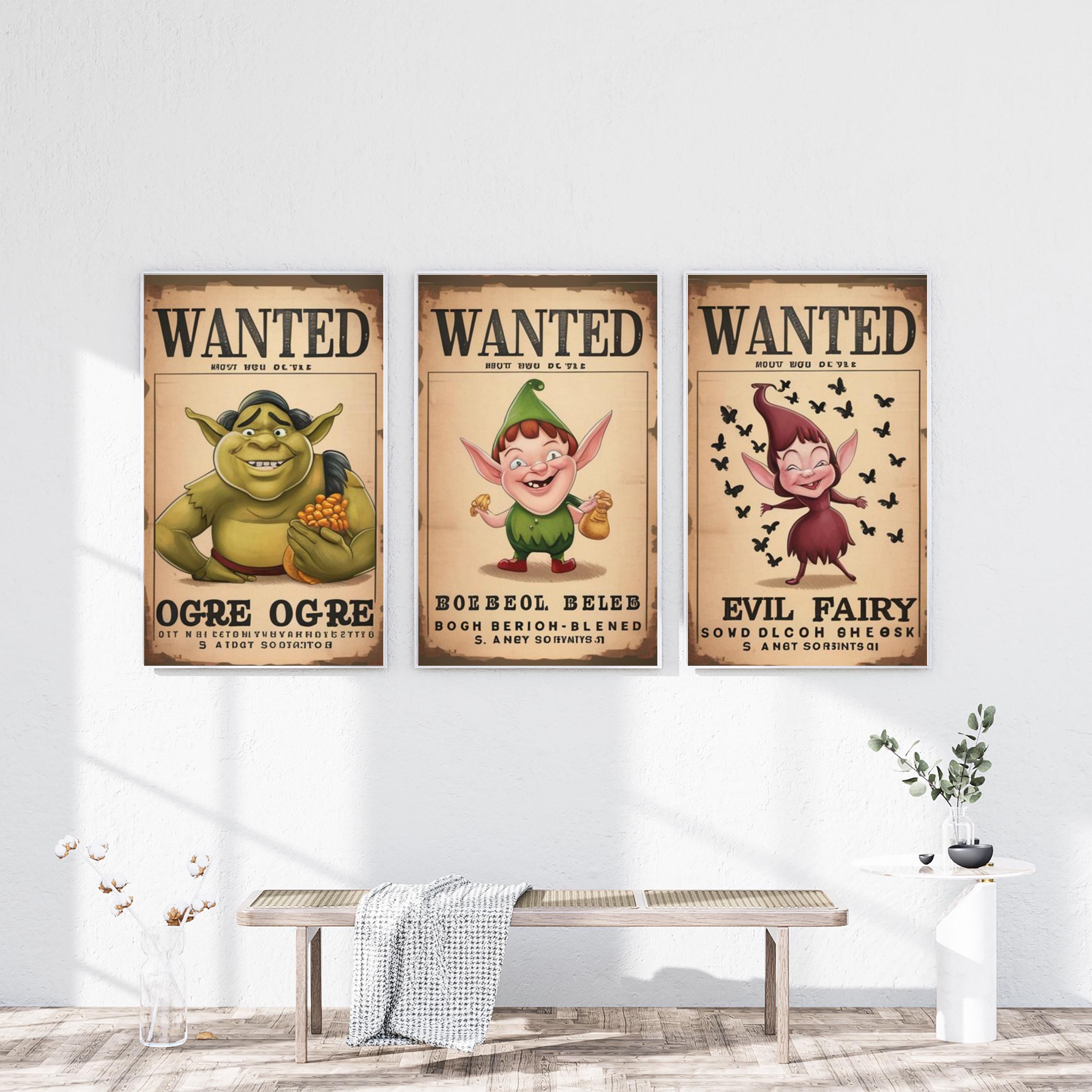 Shrek Wanted Posters Set of 6 Prints - Digital Download Posters, Shrek ...