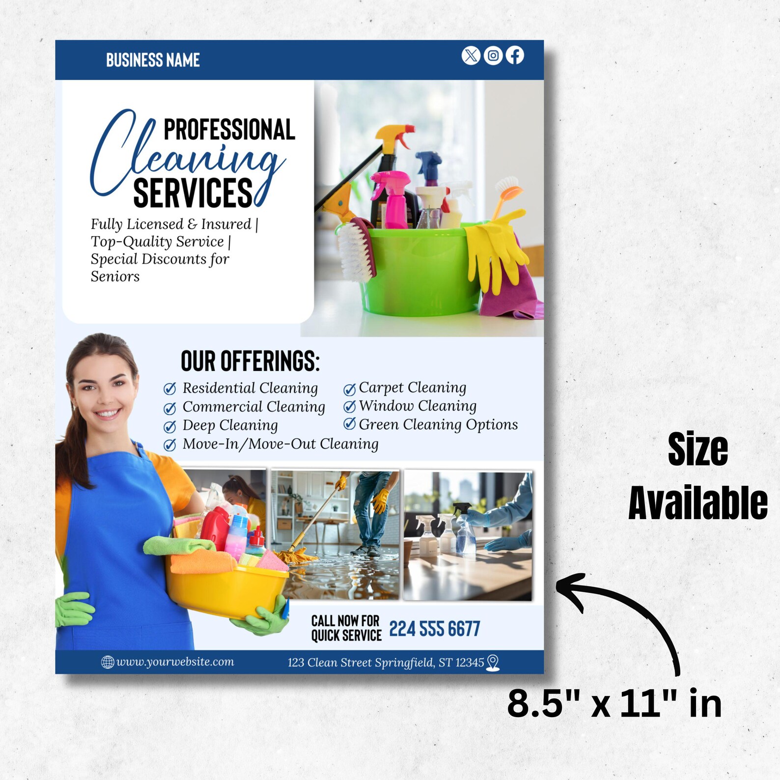 Cleaning Services Flyer, DIY Flyer Template Design, Professional ...