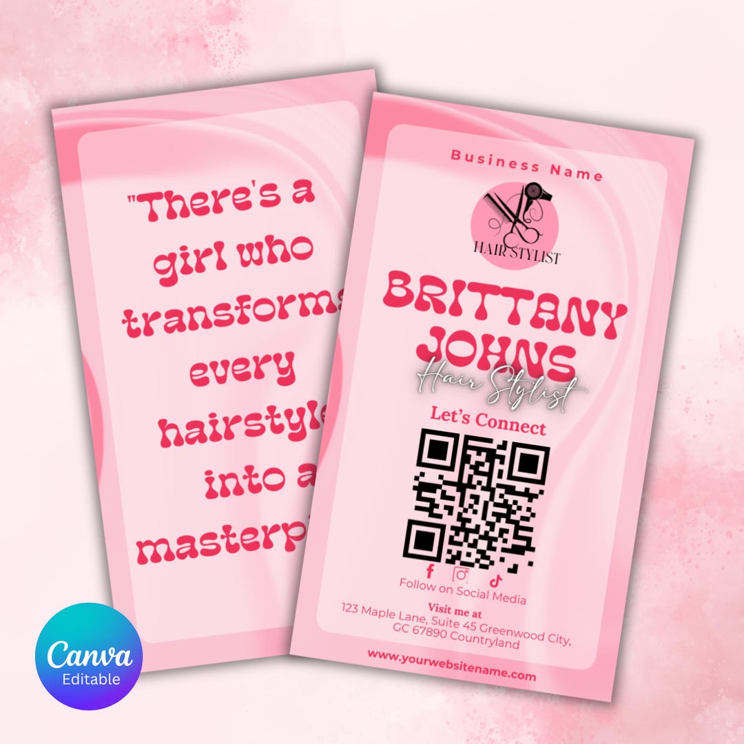 Pink Loyalty Card Template Canva, Editable Customer Punch Card ...