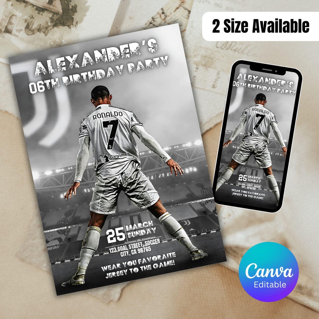 Cristiano Ronaldo Birthday Invitation | Made to Order Customizable ...