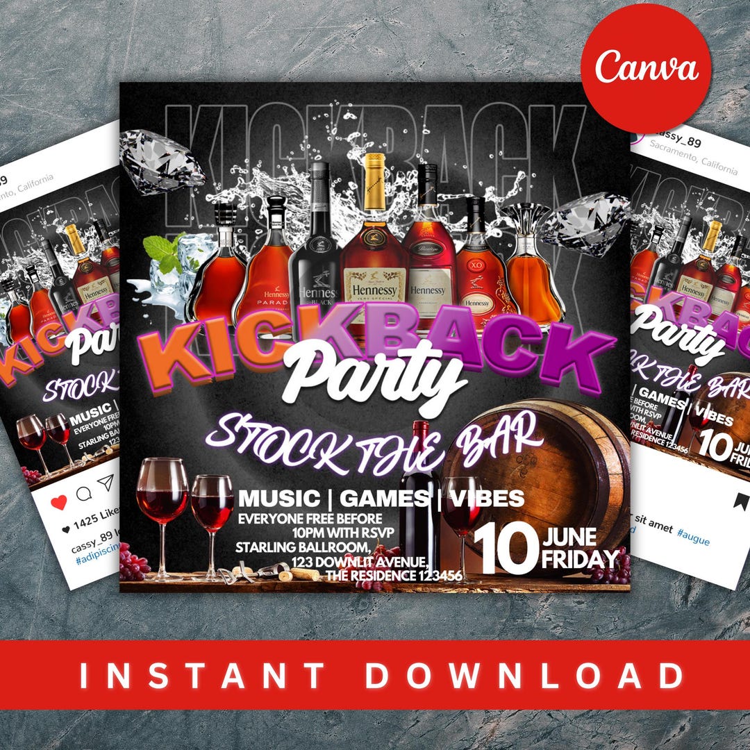 Kickback Party Flyer, Editable Kickback Club Flyer, Club DJ Party ...