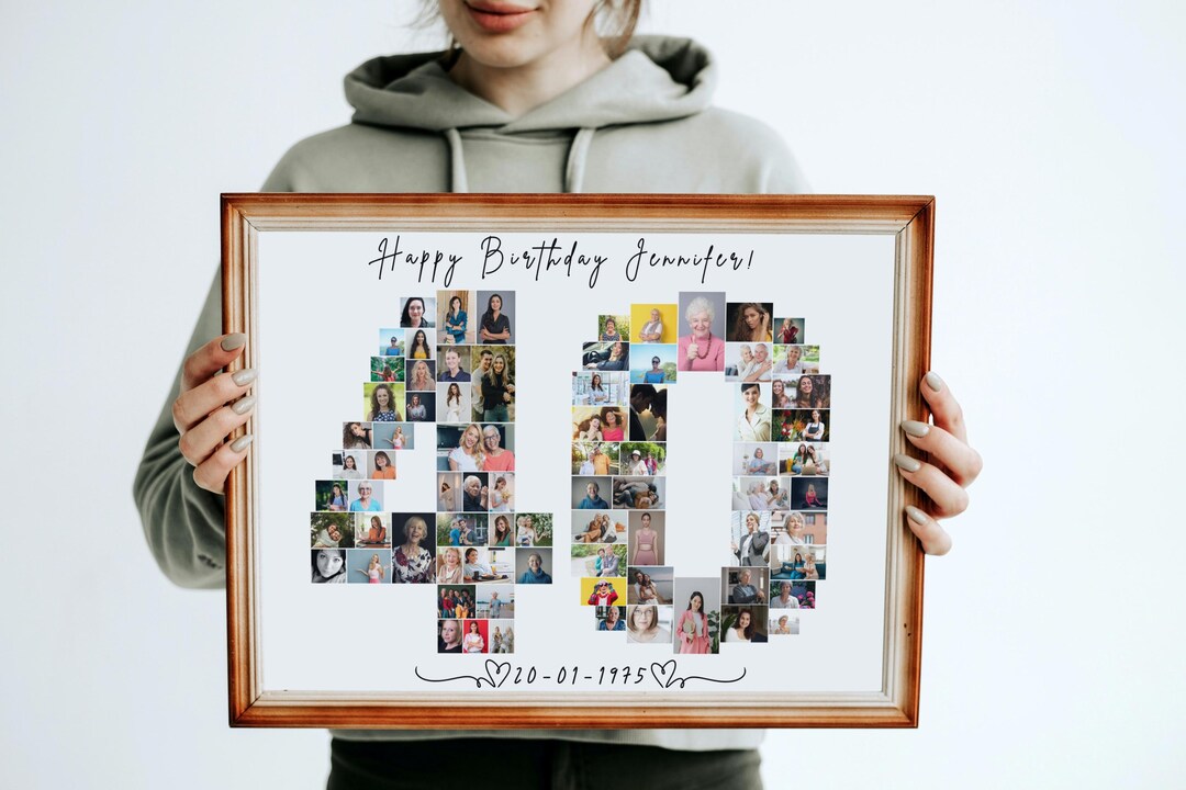 40th Birthday Photo Collage, Personalized 40th Birthday Photo Collage ...