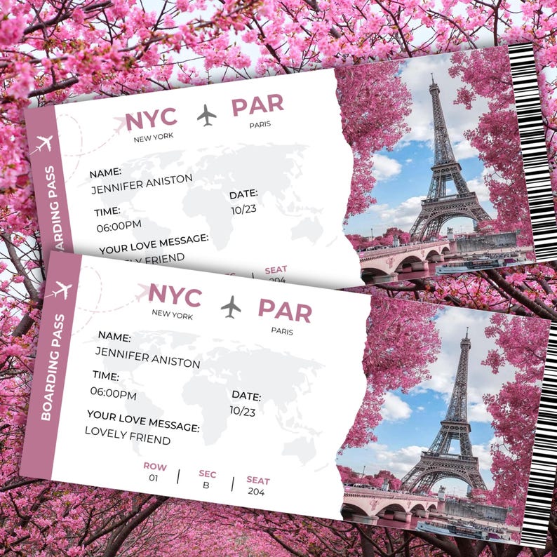 Editable Boarding Pass Canva Template, Printable Airline Ticket ...