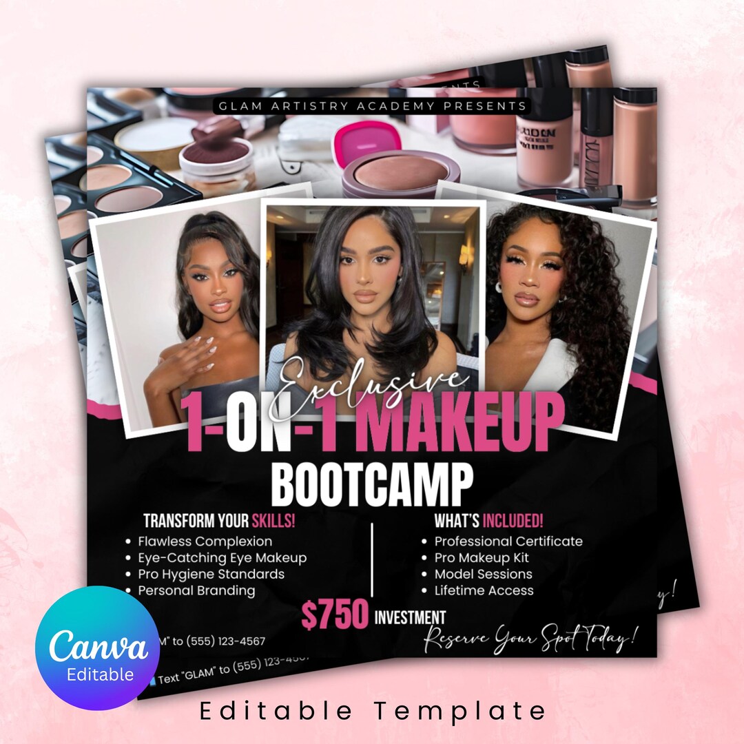 Makeup Course Flyer, Makeup Class Flyer Template, Makeup Masterclass ...