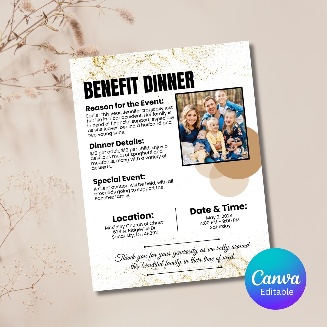 Editable Benefit Dinner Flyer, Custom Charity Event Flyer, Spaghetti ...