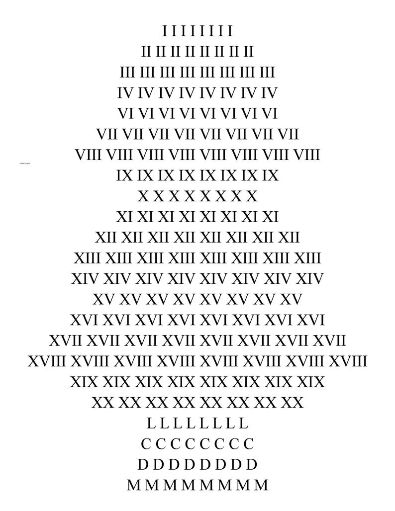 Roman Numerals Temporary Tattoo Letters Sheet Printable Digital ...