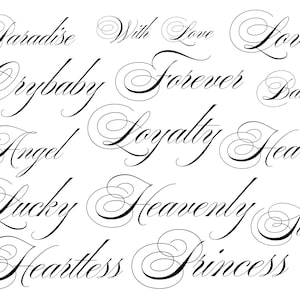 Script Cursive Calligraphy Temporary Tattoo Letters Sheet Printable ...