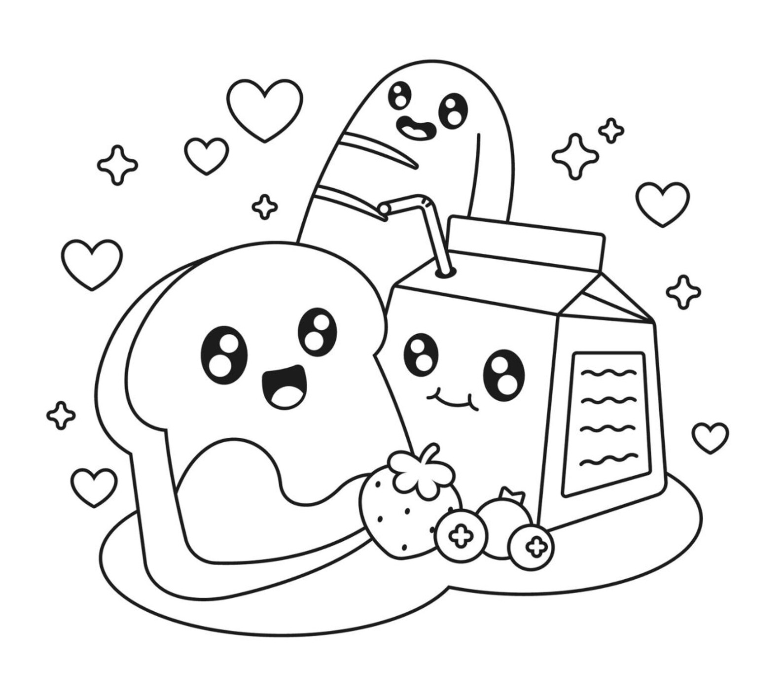 15-page Printable Cute Kawaii Food&animals Coloring Book Coloring Books ...