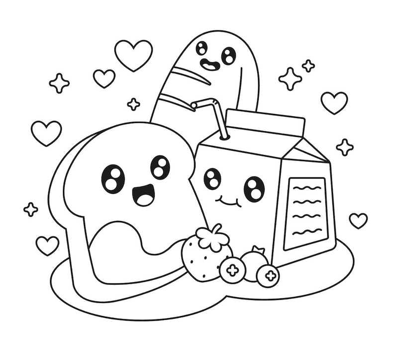15-page Printable Cute Kawaii Food&animals Coloring Book Coloring Books ...
