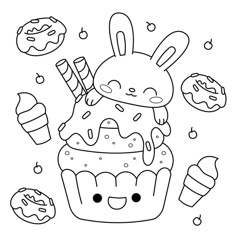 15-page Printable Cute Kawaii Food&animals Coloring Book Coloring Books ...