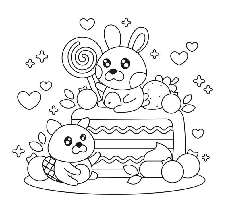 15-page Printable Cute Kawaii Food&animals Coloring Book Coloring Books ...