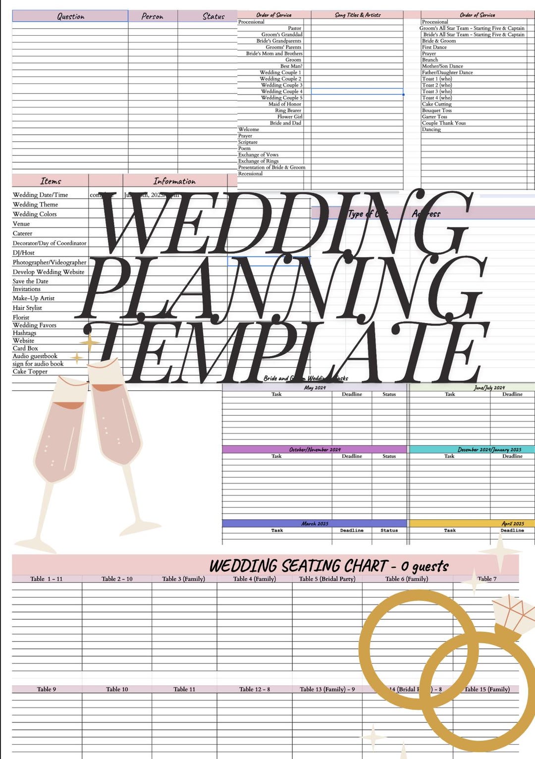 Wedding Planning Template - Simple and Easy to Use - Etsy