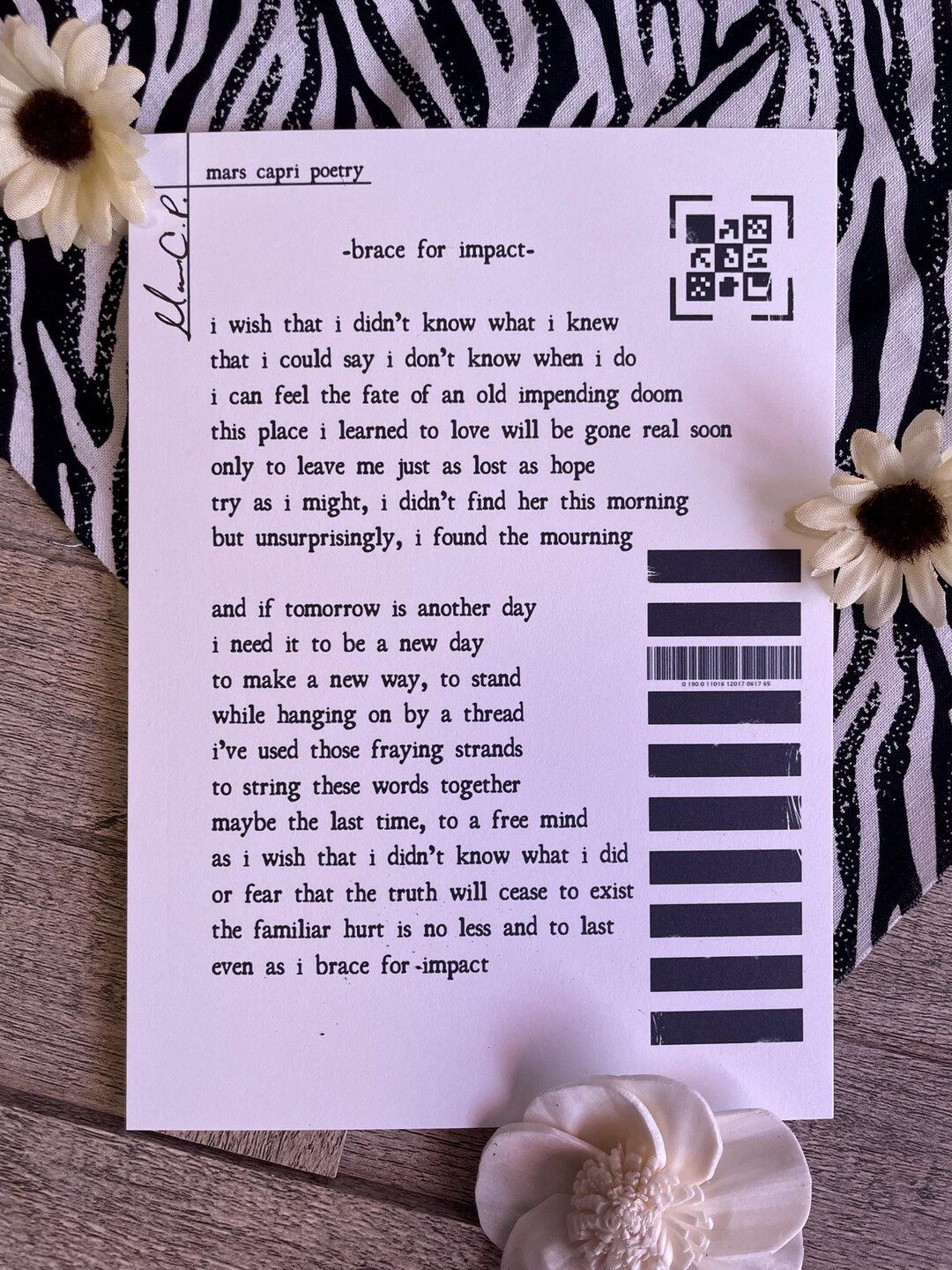 Brace for Impact original Poetry Card/prints and Designs. Poems for ...