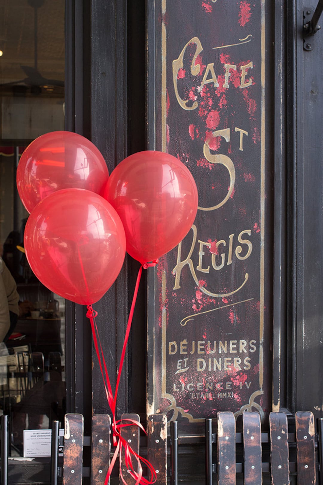 Paris Photography, Red Balloons in Paris ,cafe St Regis, Ile St Louis ...