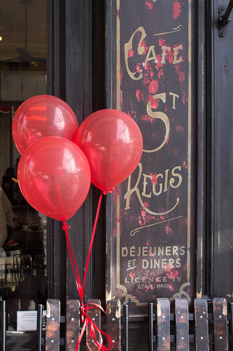 Paris Photography, Red Balloons in Paris ,cafe St Regis, Ile St Louis ...