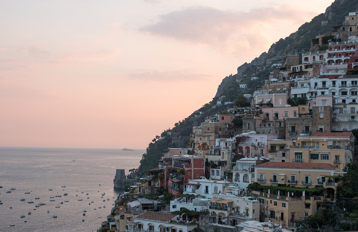 Italy Photography, Sunset in Positano, Amalfi Coast, Italy, Beach ...