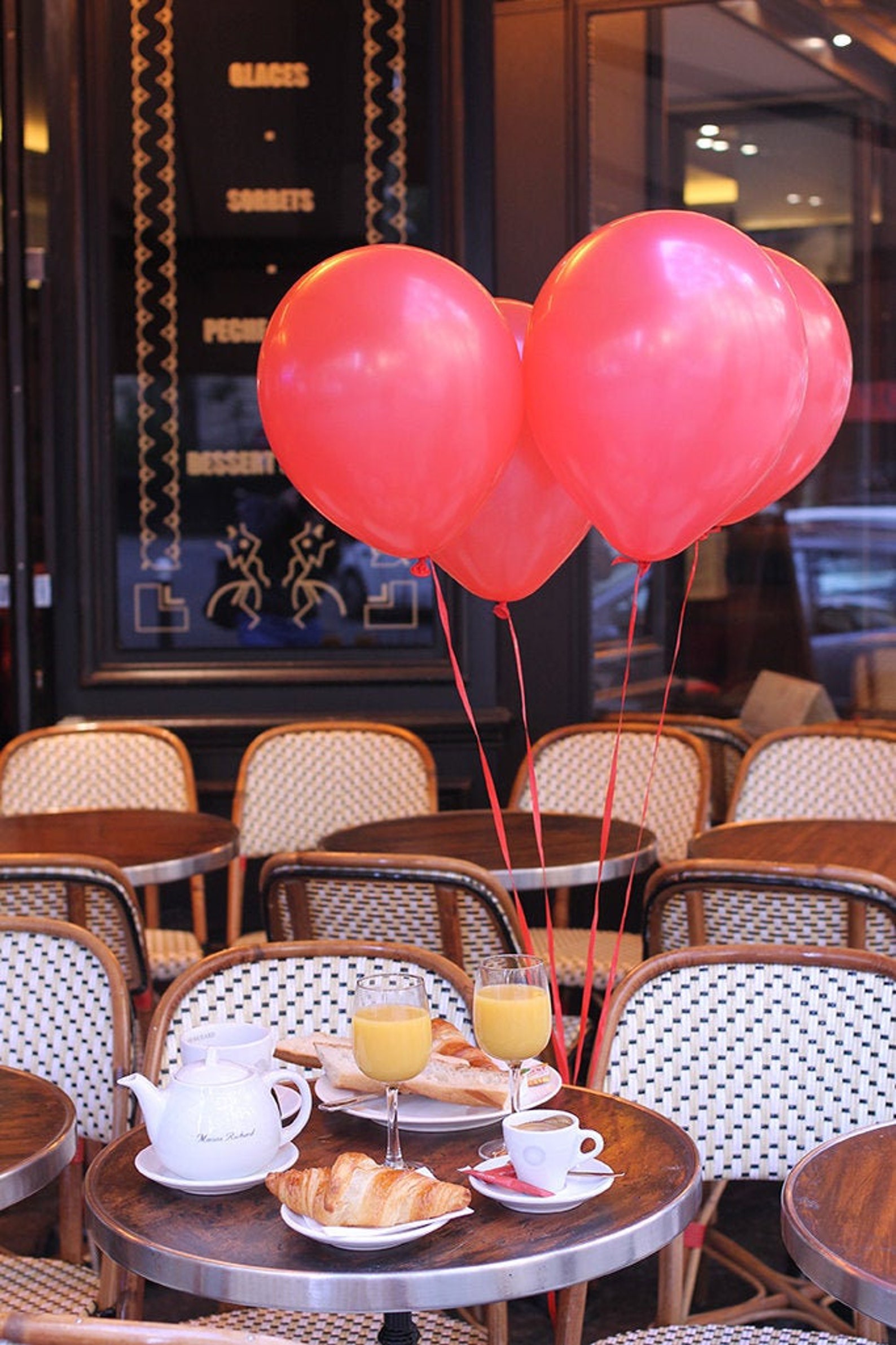 Red Balloons in Paris Breakfast in Paris Paris Photography - Etsy