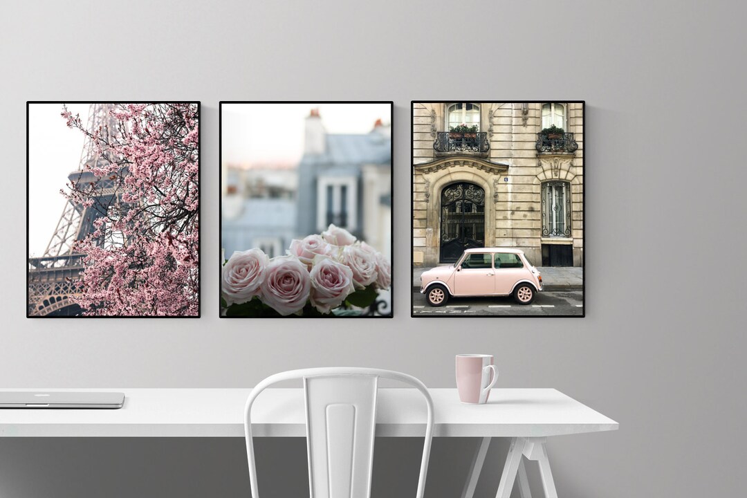 Paris Photography. Paris Pink Print Set of 3, Office Art, Bathroom ...