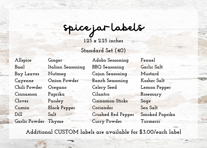 Printable Spice Jar Labels - Etsy