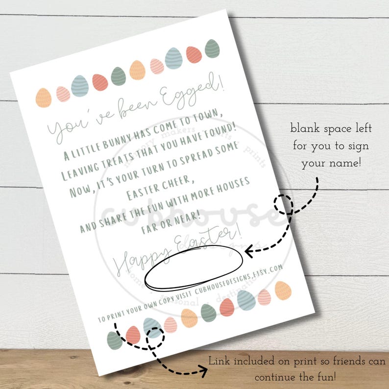 You've Been Egged! - Printable Download - Etsy