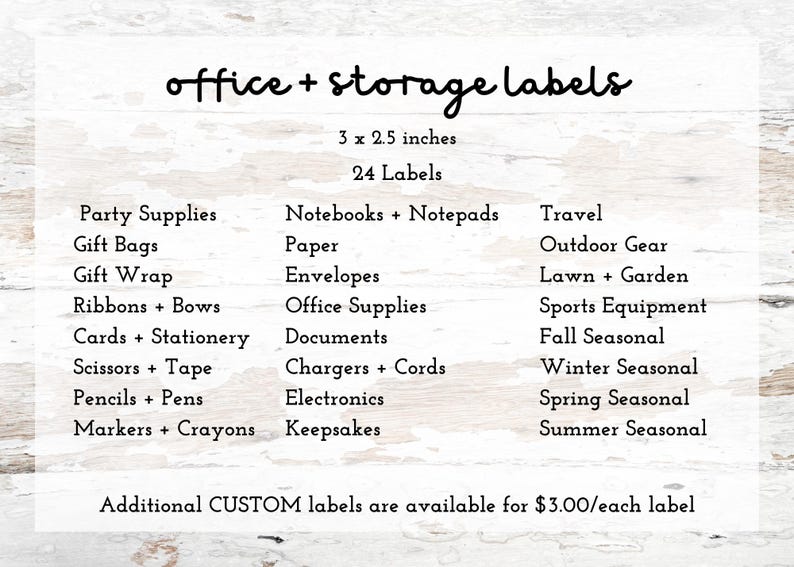 Printable Office + Storage Labels - Etsy