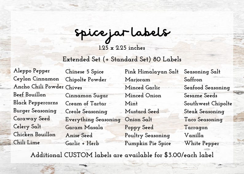 Printable Spice Jar Labels - Etsy
