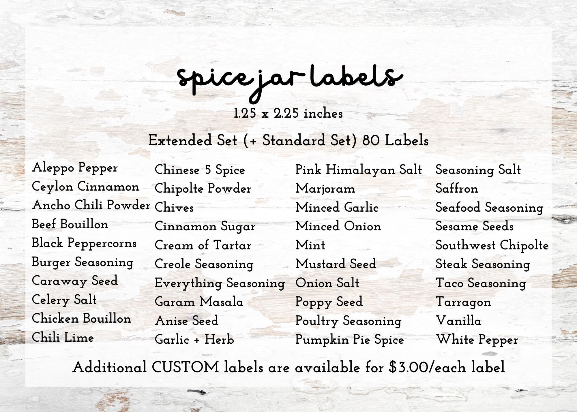Printable Spice Jar Labels - Etsy