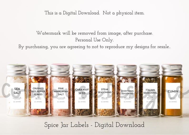 Printable Spice Jar Labels - Etsy