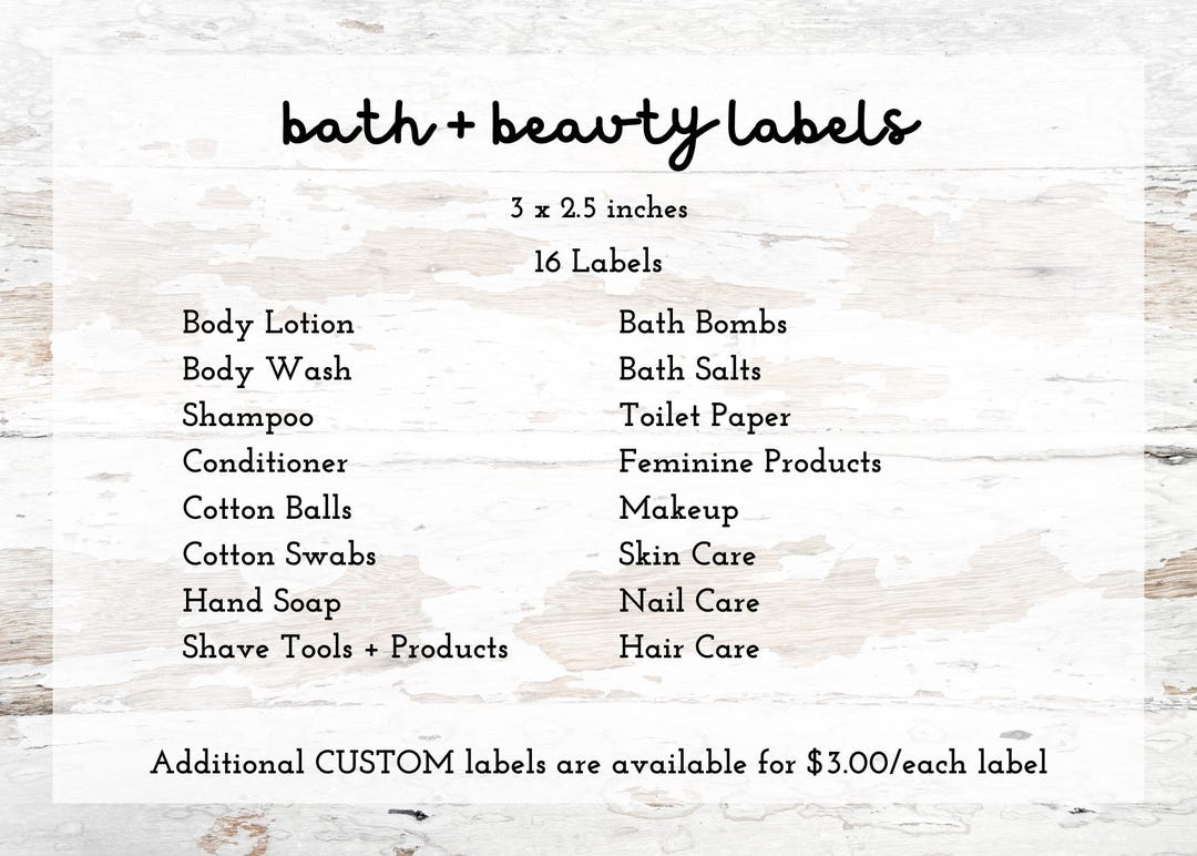 Printable Bath + Beauty Labels - Etsy