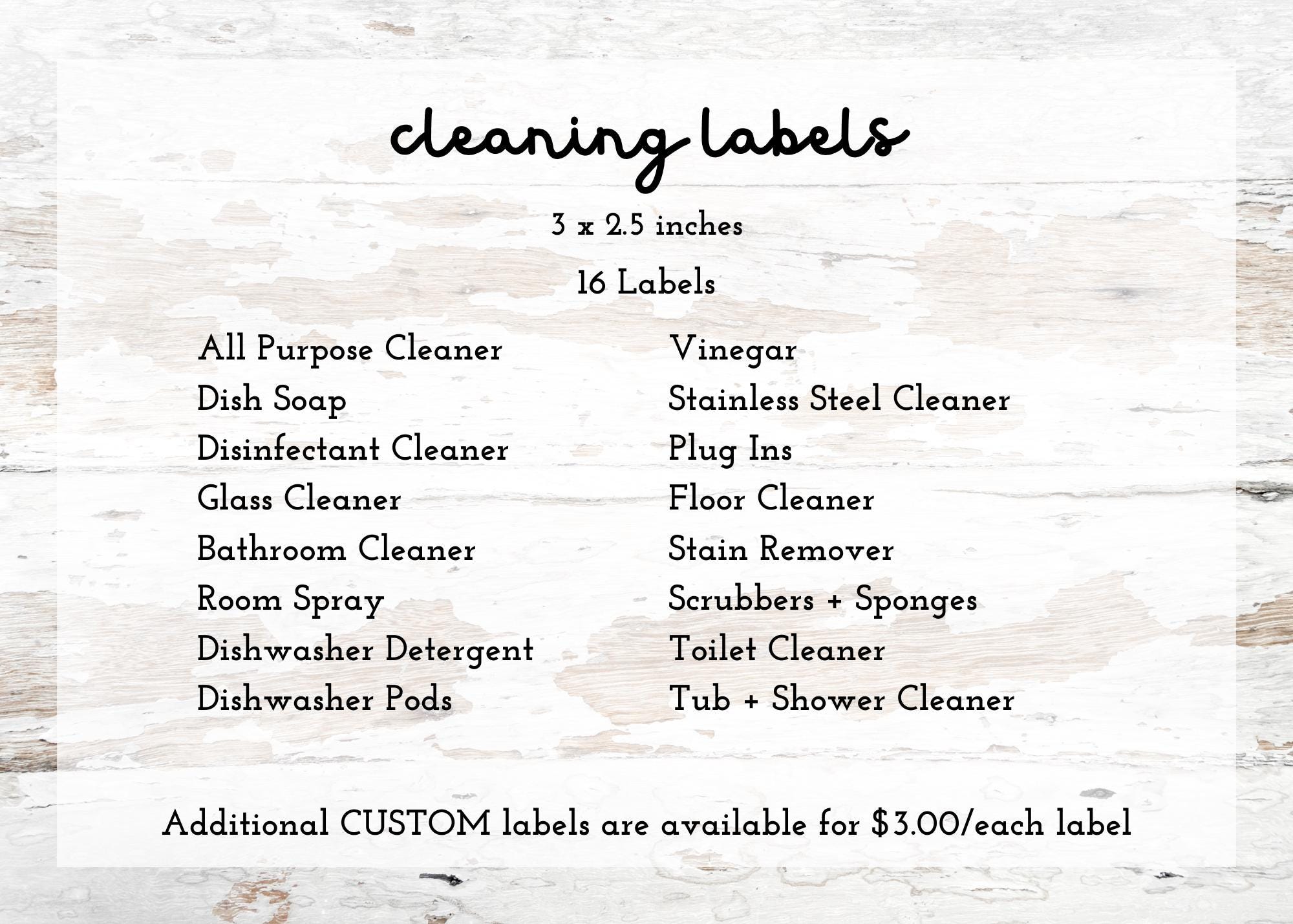 Printable Cleaning Labels - Etsy