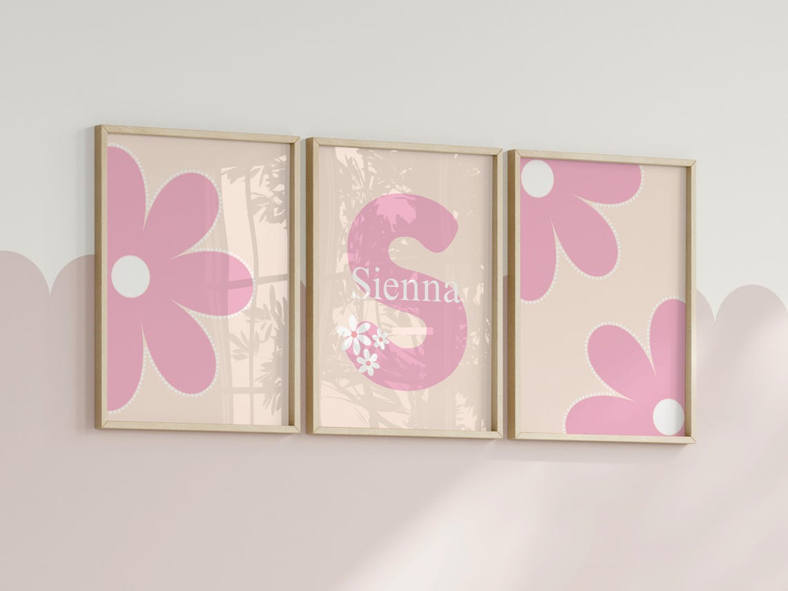 Flower Prints Initial Prints Nursery Wall Art Nursery Digital Prints ...