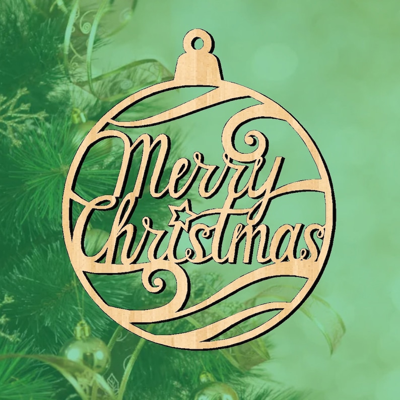 Merry Christmas Svg Laser Cut File Svg Laser Cut File Ornament Svg