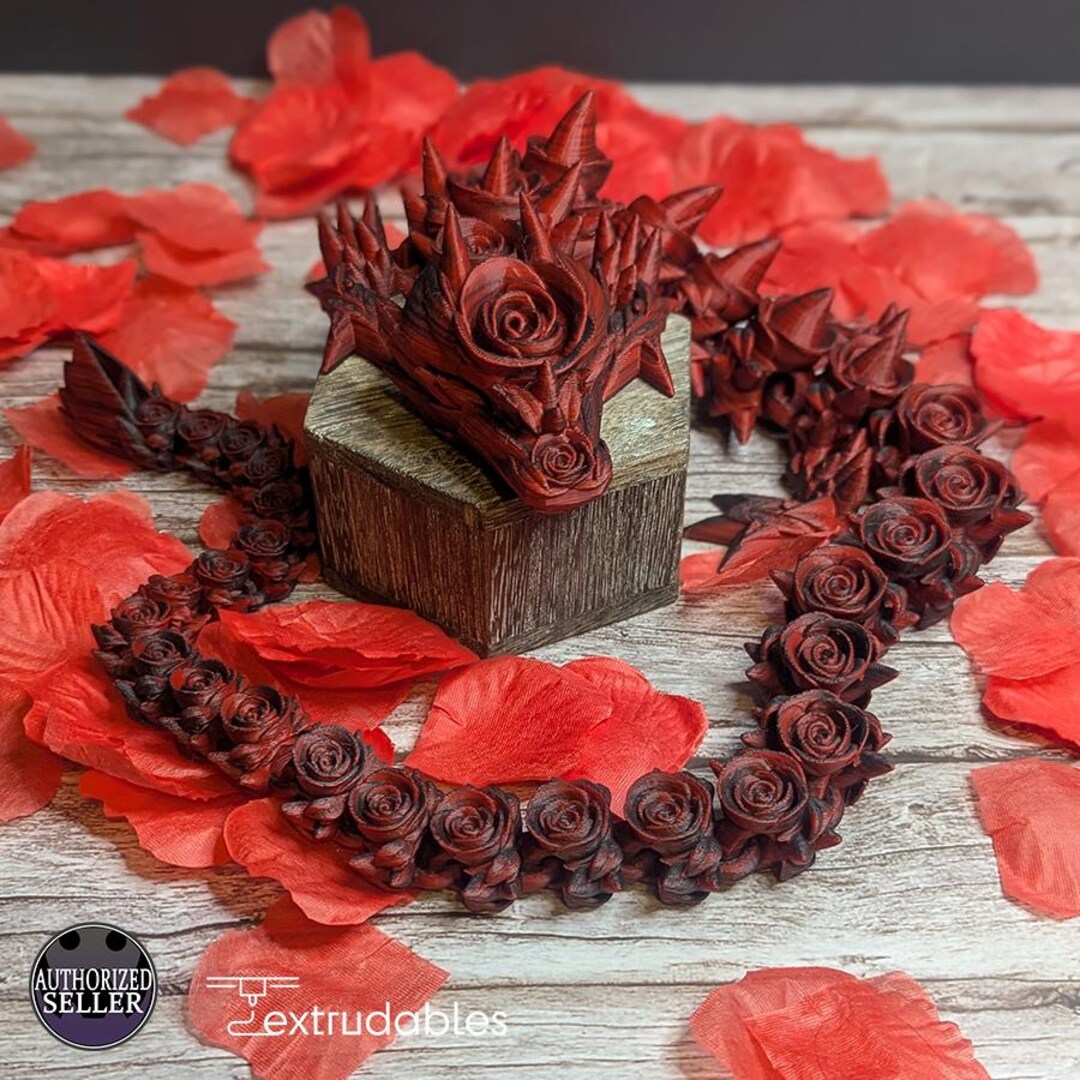 Articulated 3D Printed Rose Dragon | Rose Valentines Gift | Sensory Toy ...