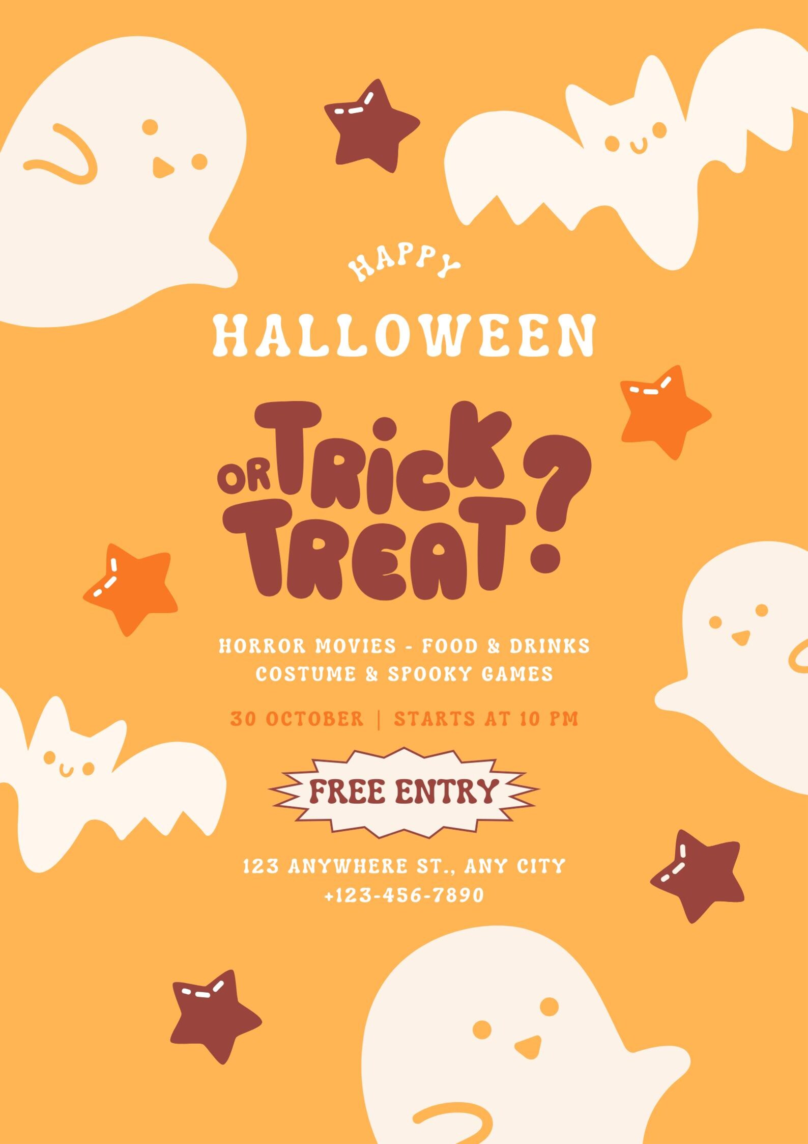 Editable Retro Ghost & Bat Halloween Party Invitation - Etsy