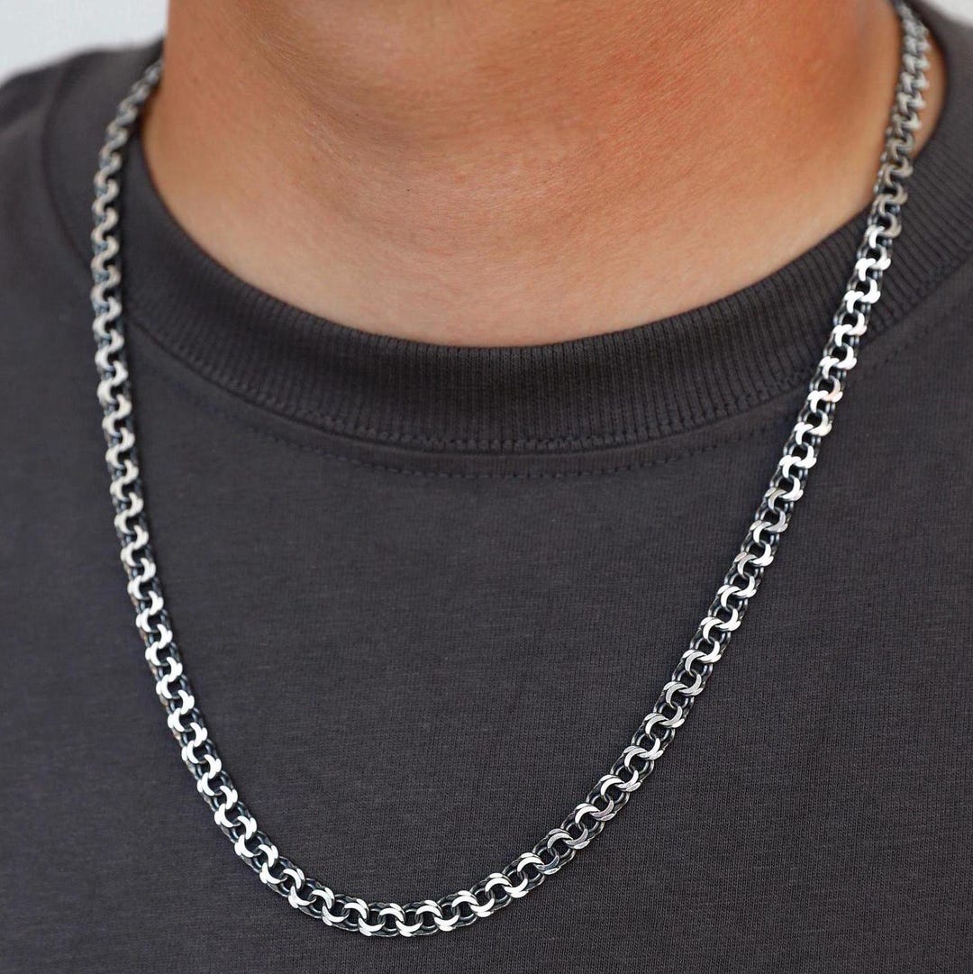 Silver Men's Chain, Sterling Silver Chain Necklace, Simple Silver Chain ...
