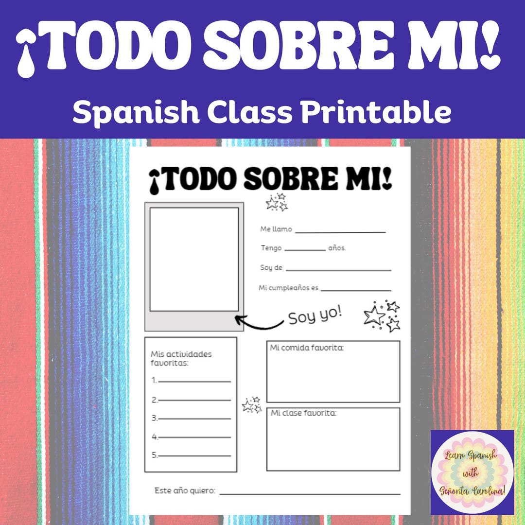 All About Me/todo Sobre Mi Printable Spanish Class Activity - Etsy