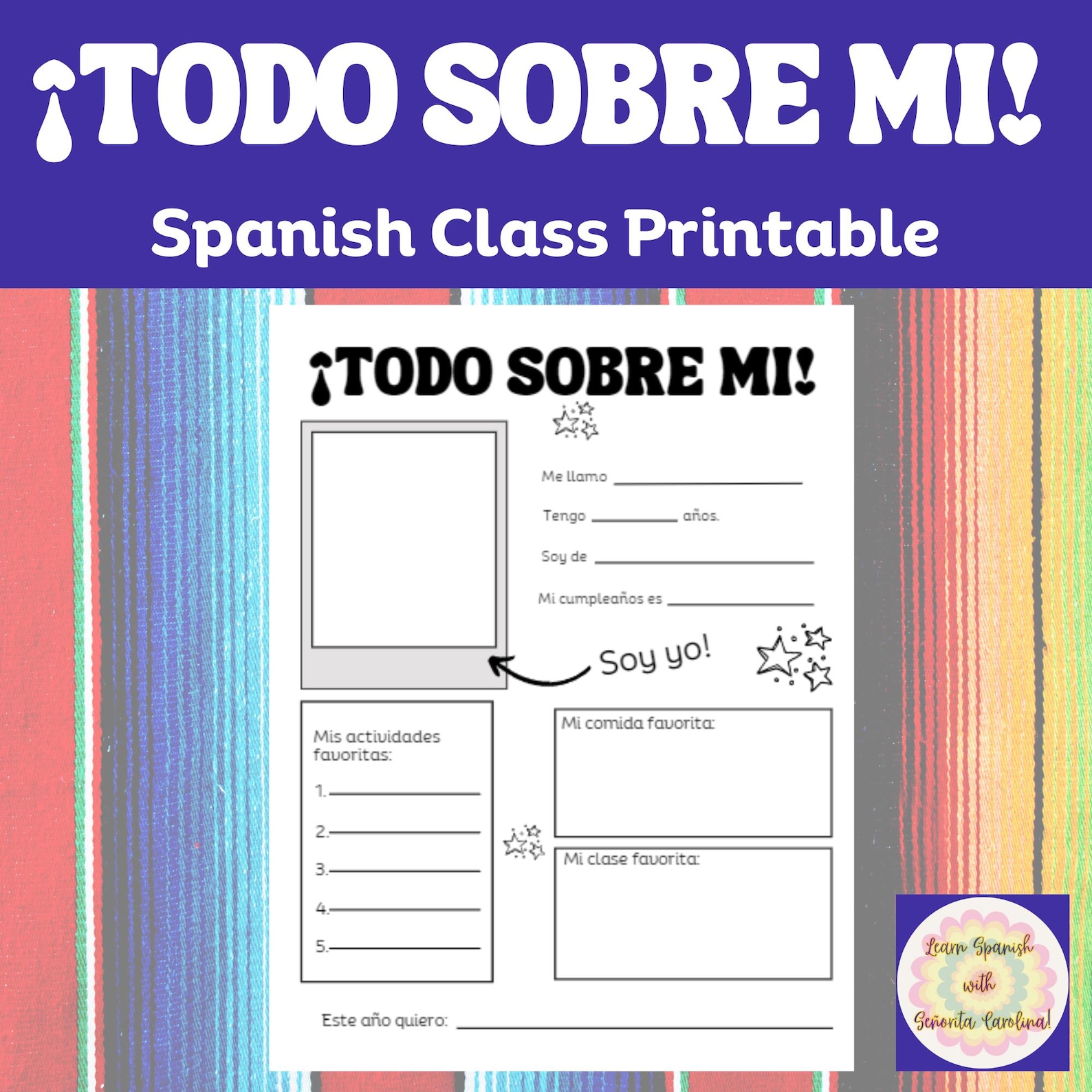 All About Me/todo Sobre Mi Printable Spanish Class Activity - Etsy