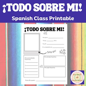 All About Me/todo Sobre Mi Printable Spanish Class Activity - Etsy