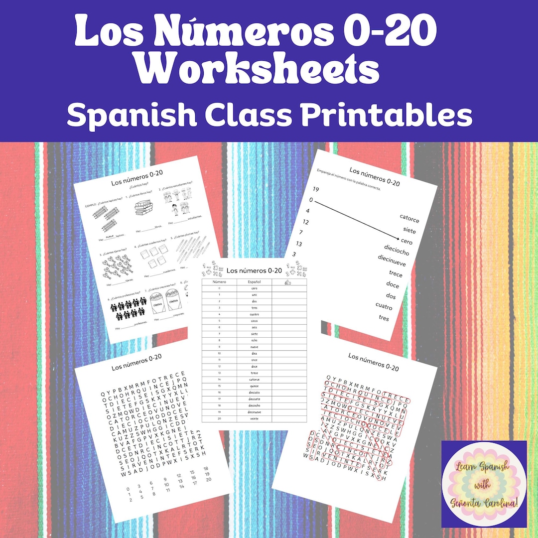 Los Números 0-20 Spanish Numbers Practice Printable - Etsy