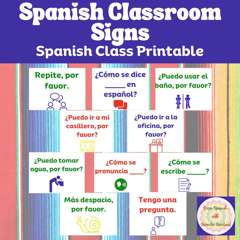 Spanish Classroom Phrases Signs - Etsy