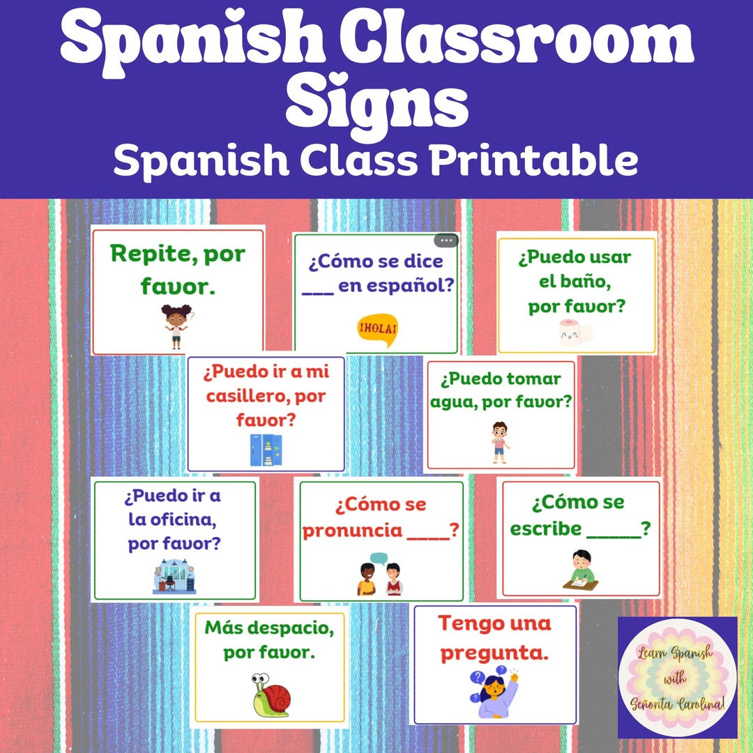Spanish Classroom Phrases Signs - Etsy